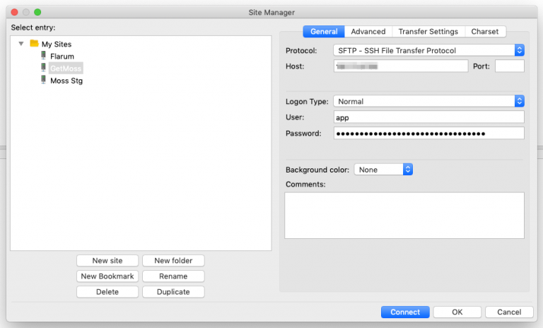Set up SFTP in FileZilla using password authentication - Moss Set up SFTP in FileZilla using password authentication - Moss